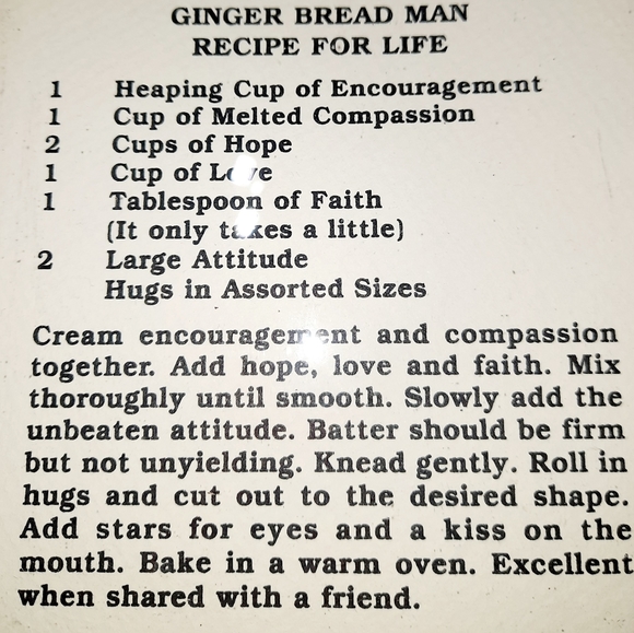 unbranded | Holiday | Gingerbread Man Recipe For Life Picture | Poshmark